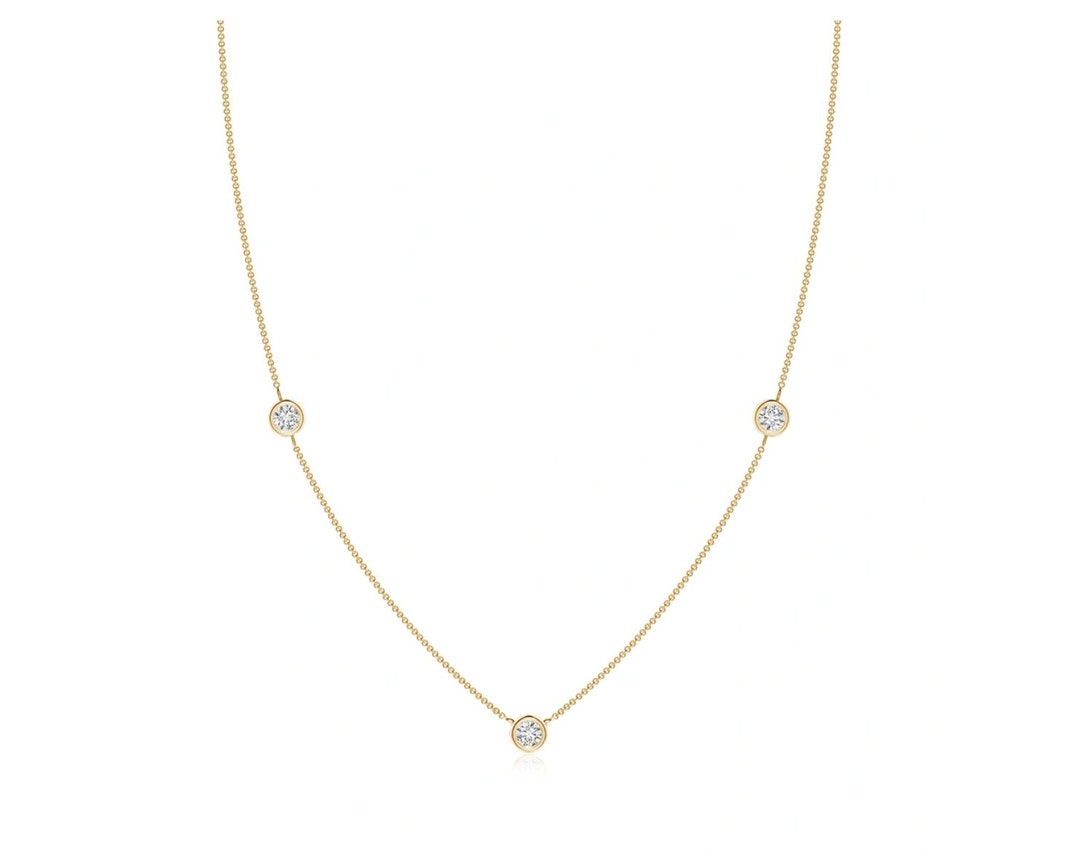 Minimal Diamond Bezel Set Chain Necklace for Women 14k Gold Elegant ...