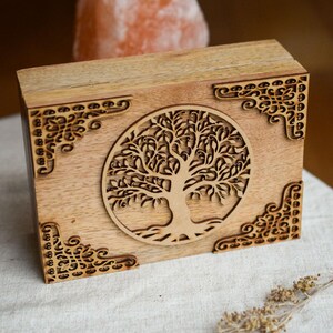 Tree of Life Handmade Wooden Jewelry Box/tarot Cards Box - Mango Wood ...