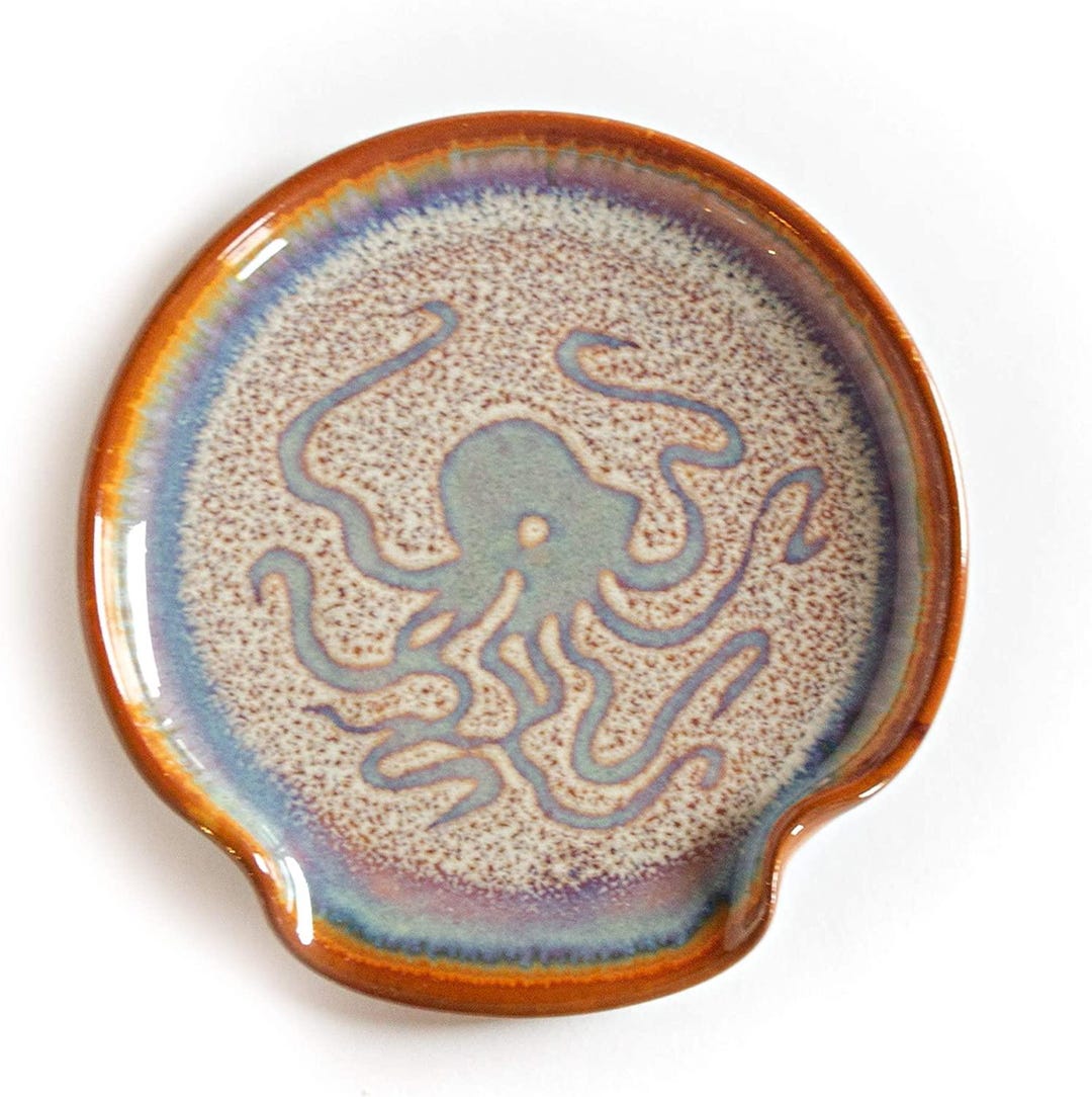 Spoon Rest Purple Octopus, Handmade, Made in USA, Ceramic - Etsy