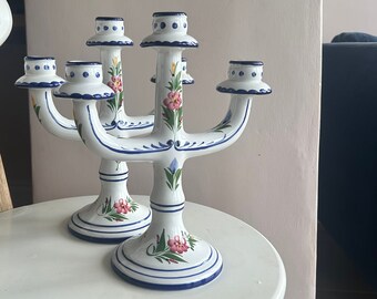 Handmade Ceramic Candelabra, Green and Blue Crank - Etsy UK
