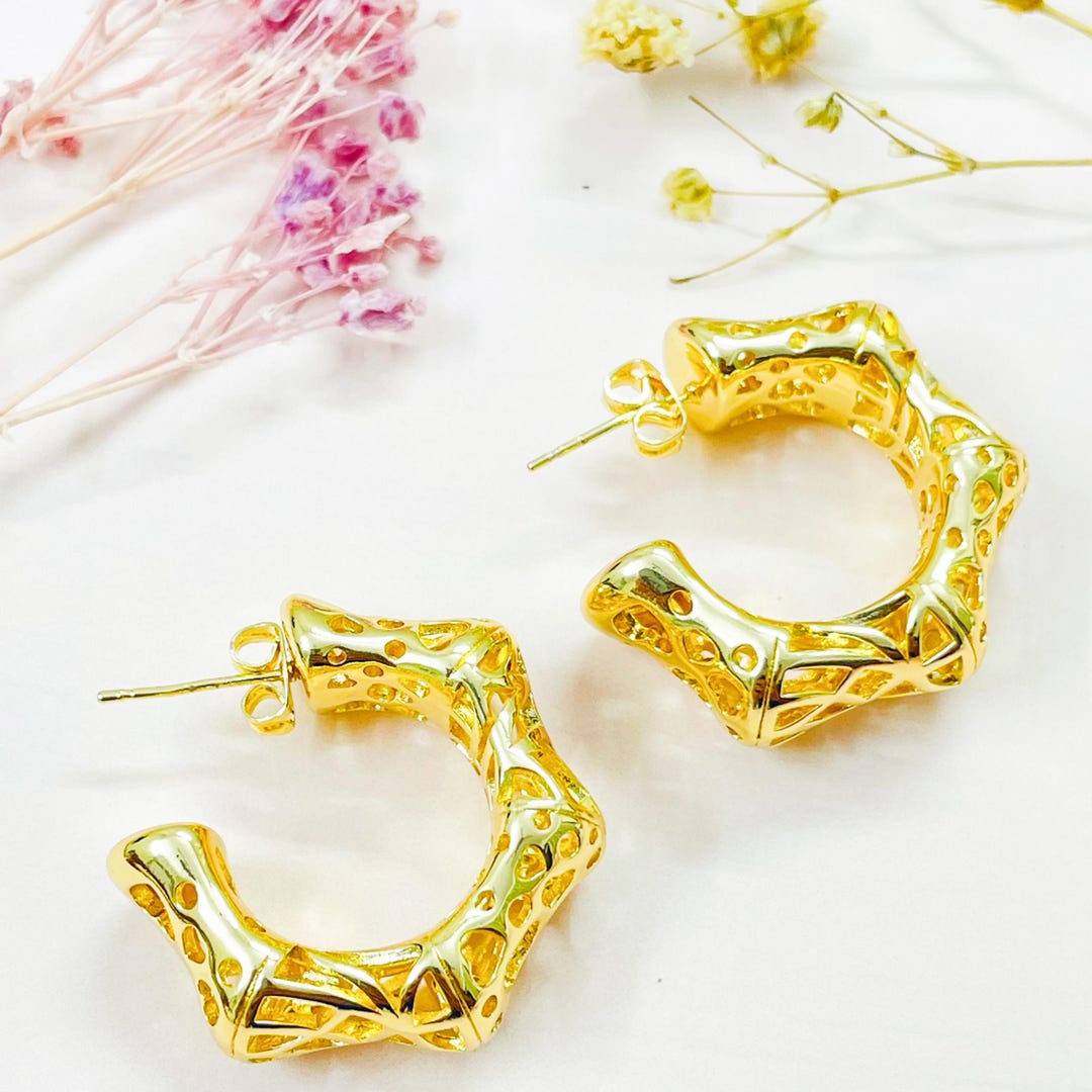 Chunky Big Gold Hoops Big Thick Hoop Earrings Gold Filled Hoop Earrings ...