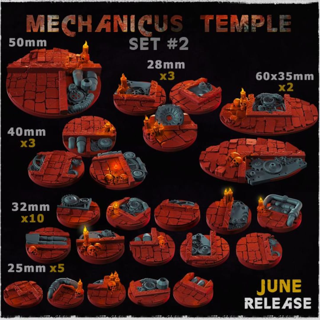 3D Printed Mechanicus Temple Mini Bases for Warhammer 40k/aos & Other ...