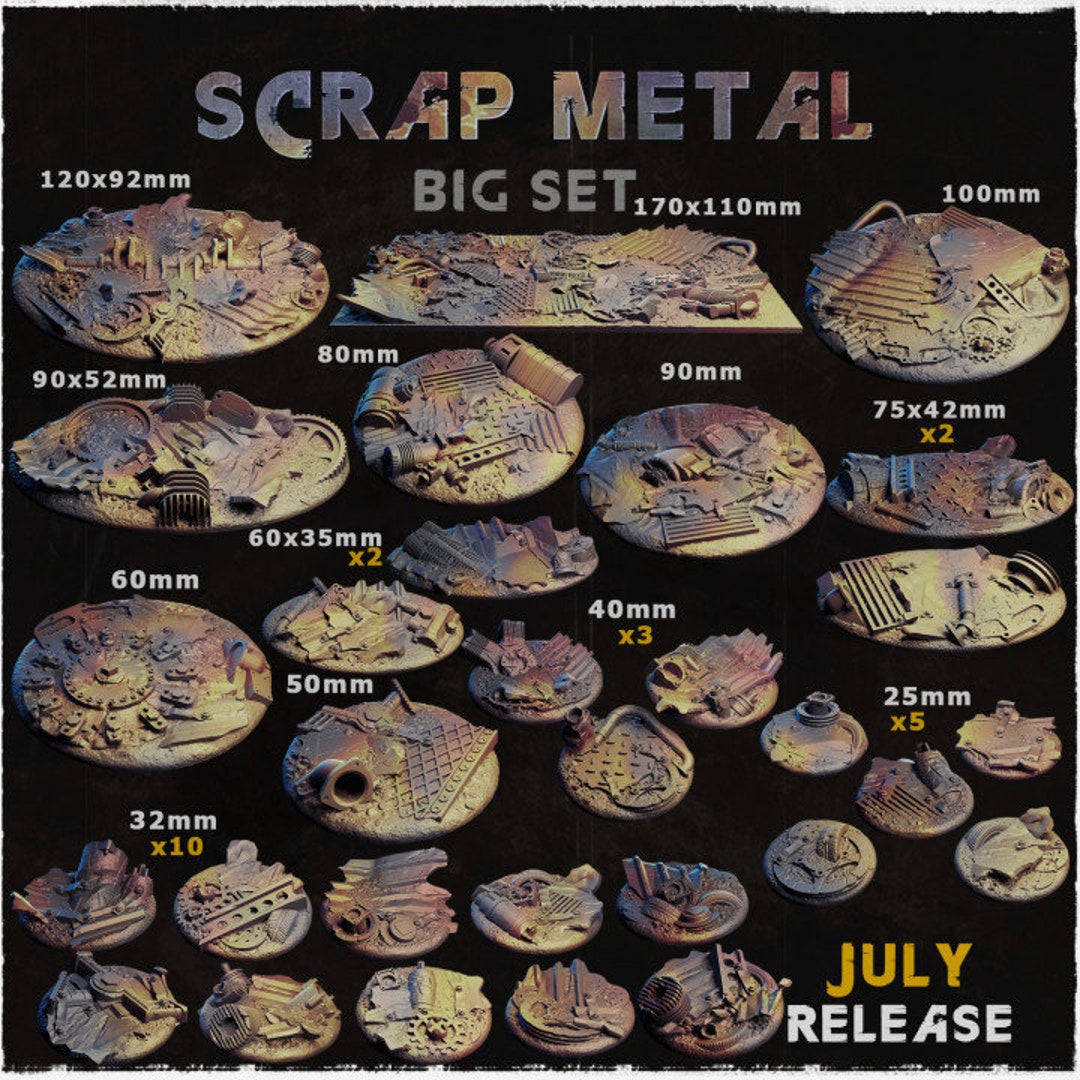 3D Printed Scrap Metal Mini Bases for Warhammer 40k/aos & Other War ...