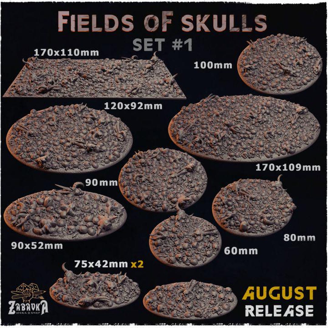 3D Printed Fields of Skulls Mini Bases for Warhammer 40k/aos & Other ...