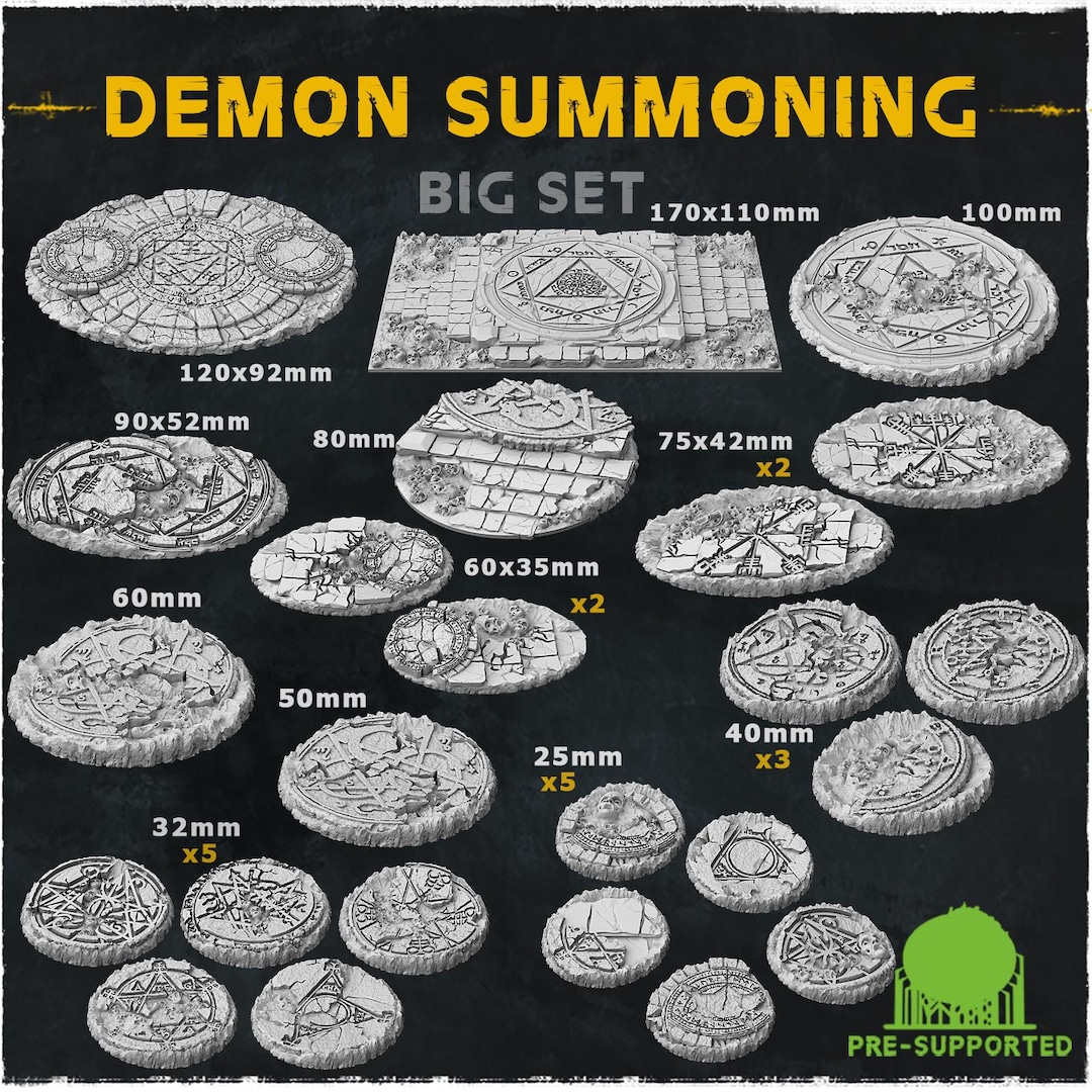 3D Printed Demon Summoning Mini Bases for Warhammer 40k/aos & Other War ...