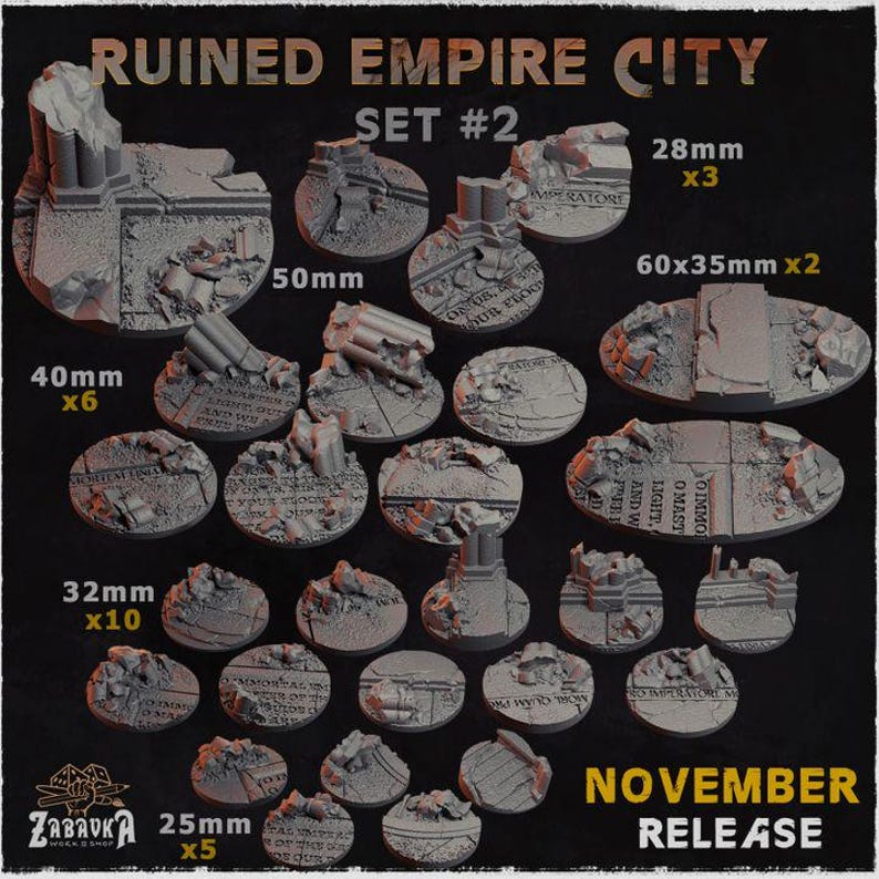 3D Printed Ruined Empire City Mini Bases for Warhammer 40k/aos & Other ...