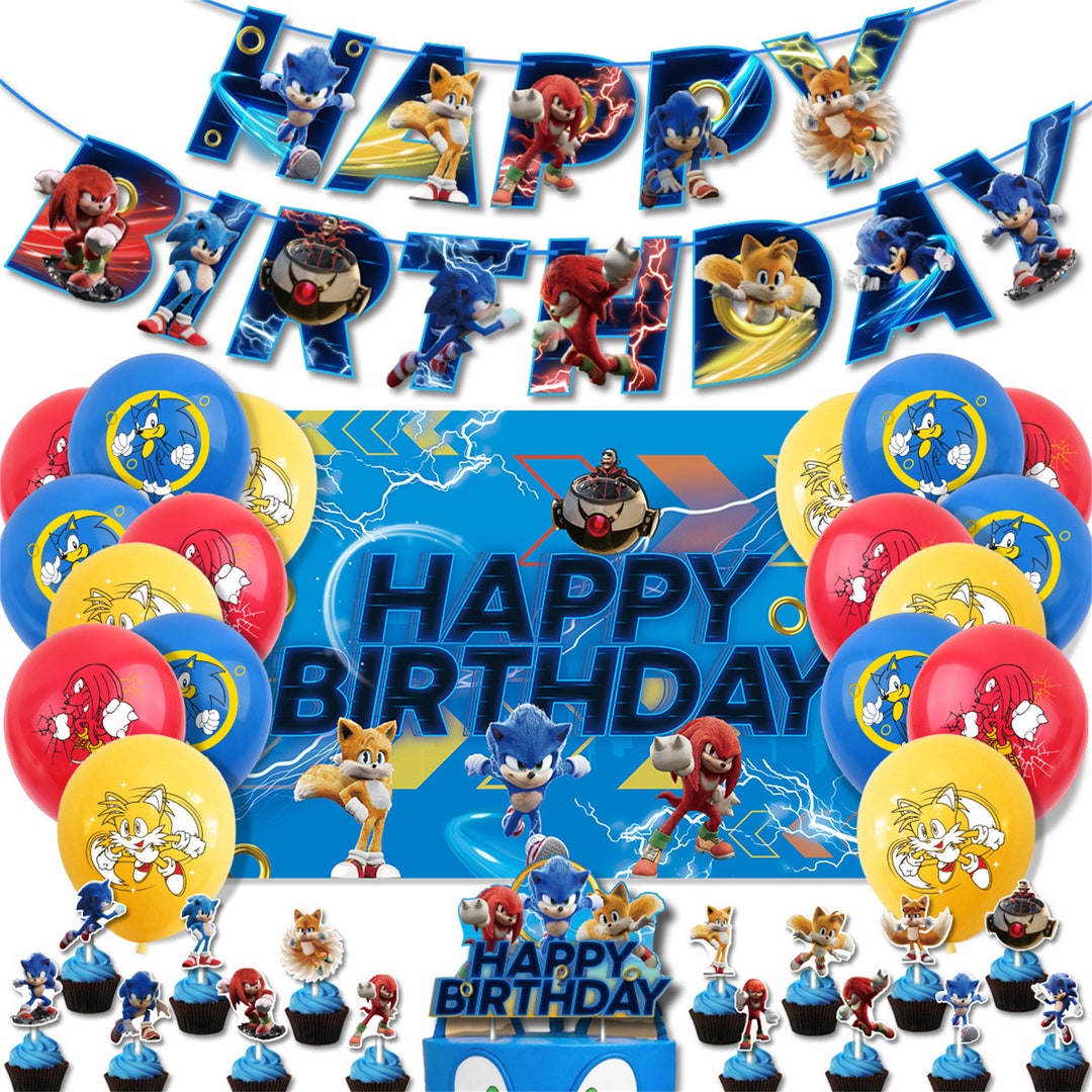 37/43pieces Sonic Birthday Theme Party Decoration Kit Home Party ...