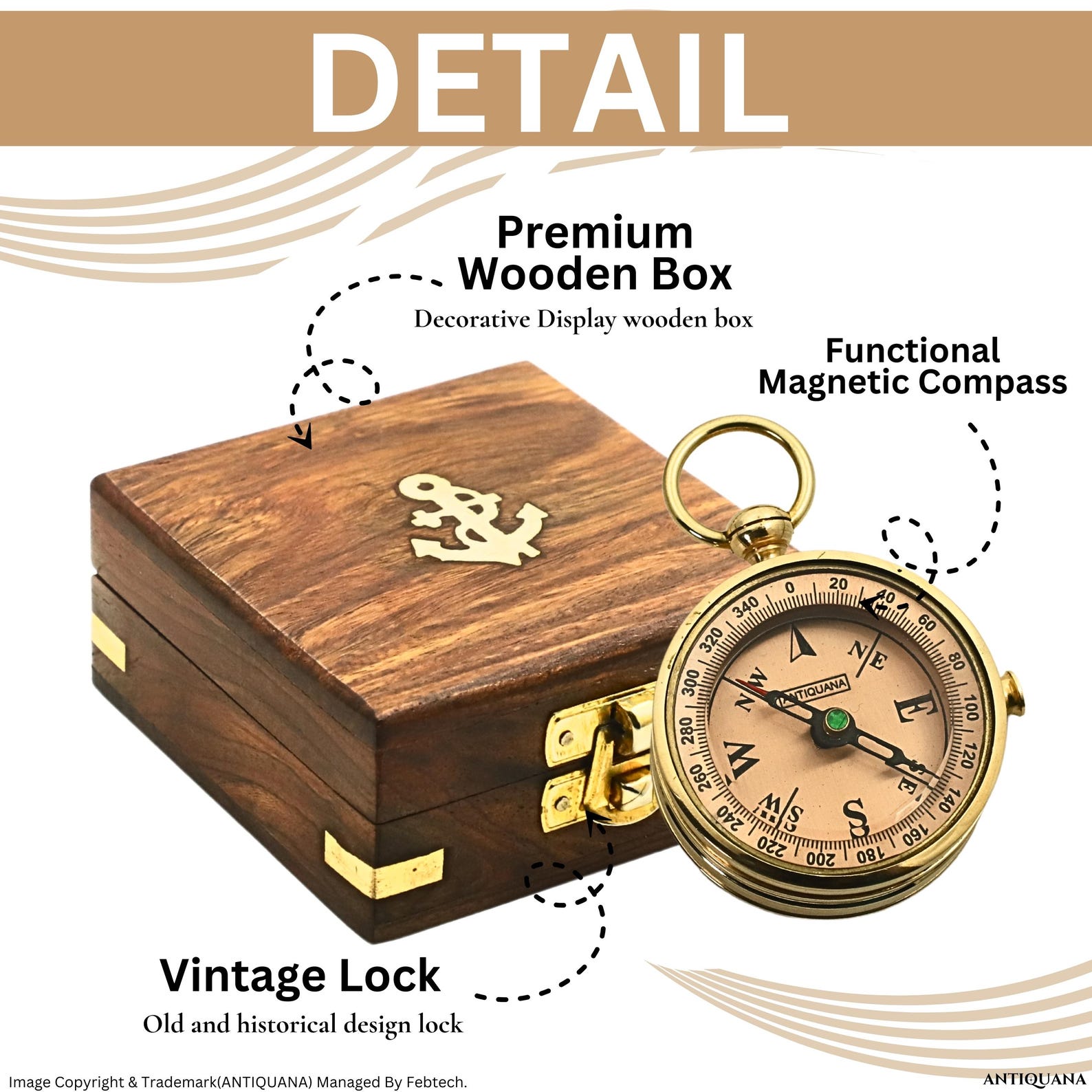 Engraved Brass Compass With Wooden Box: Dream Chaser Gift - Etsy