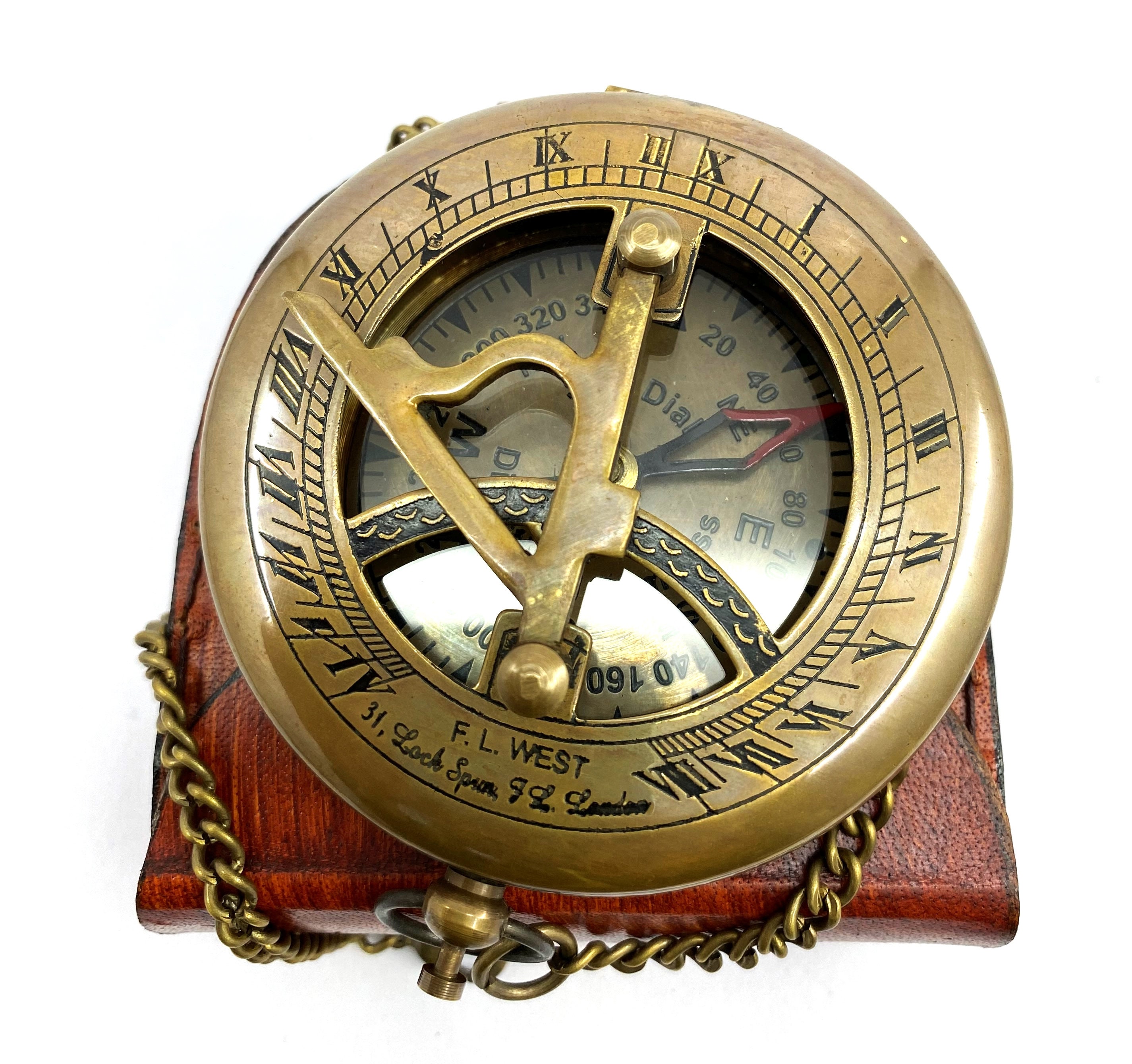 Brass Sundial Compass Push Open Compass Steampunk Accessory Unique Gift ...