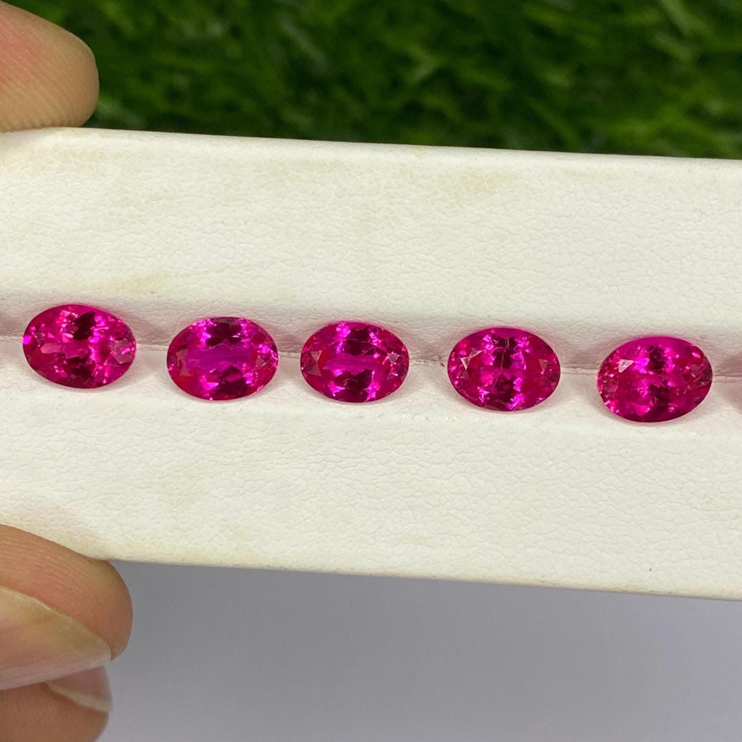 Pink Ruby Gemstone: Oval Cut Lab-created Corundum - Jewelry Making (5 ...