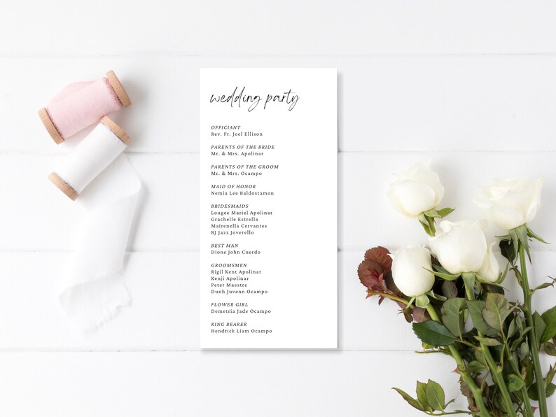 Black and White Wedding Program, Modern Minimalist Wedding Program ...