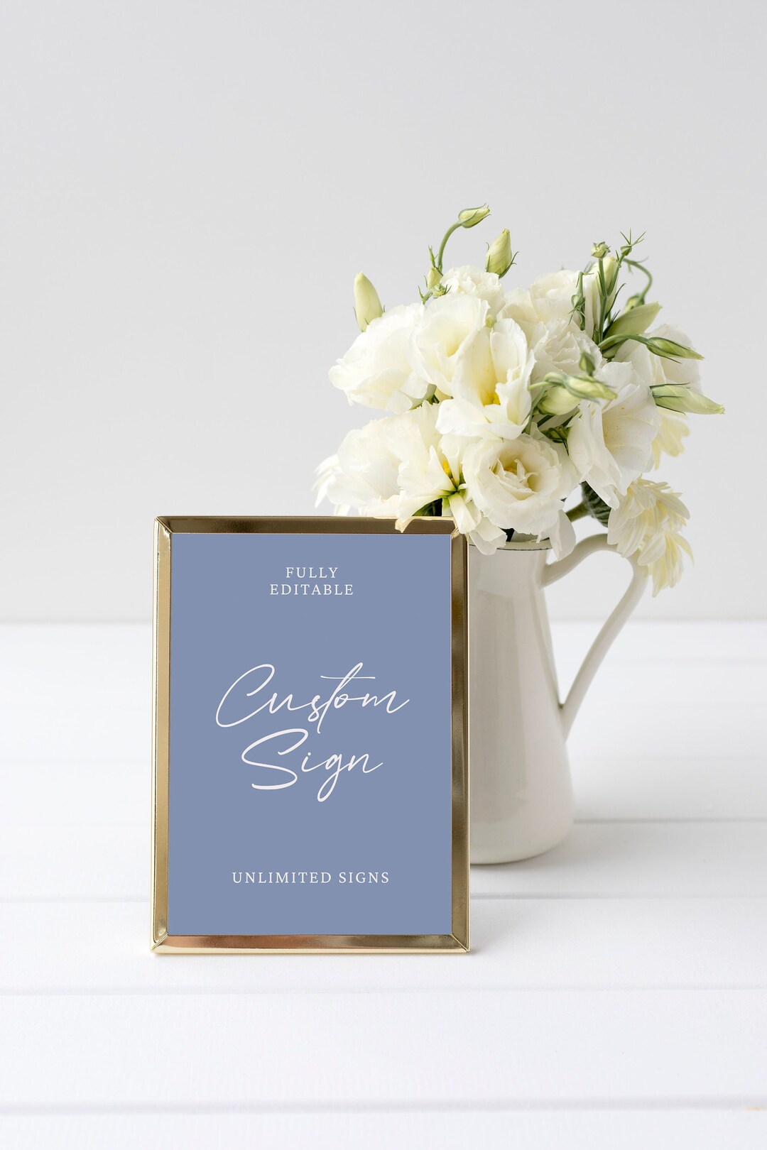 Dusty Blue Wedding Table Sign, Modern Minimalist Table Sign Template ...