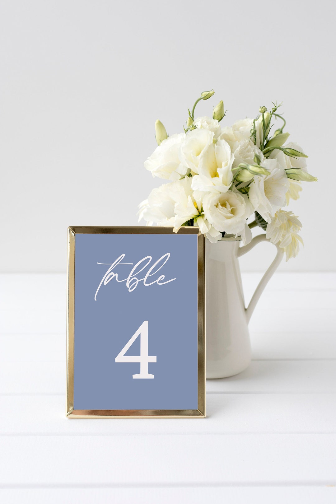 Dusty Blue Wedding Table Number, Modern Minimalist Table Number Sign ...