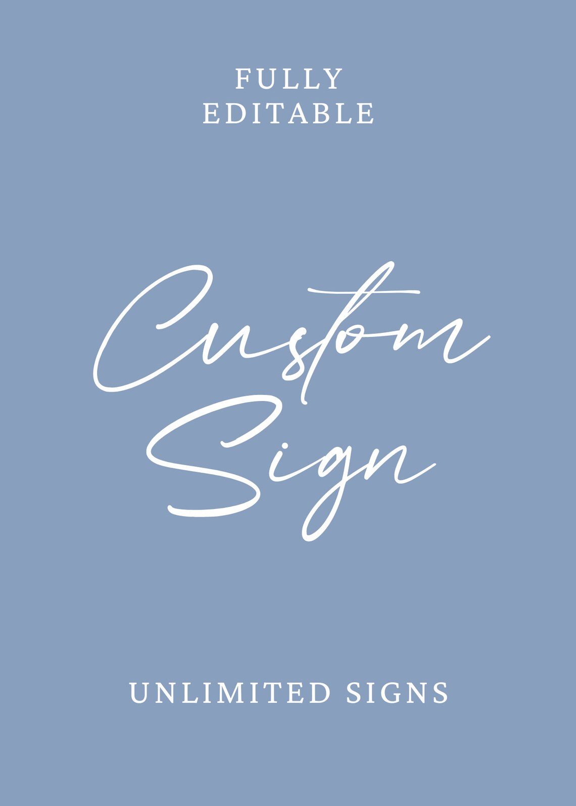 Dusty Blue Wedding Table Sign, Modern Minimalist Table Sign Template ...