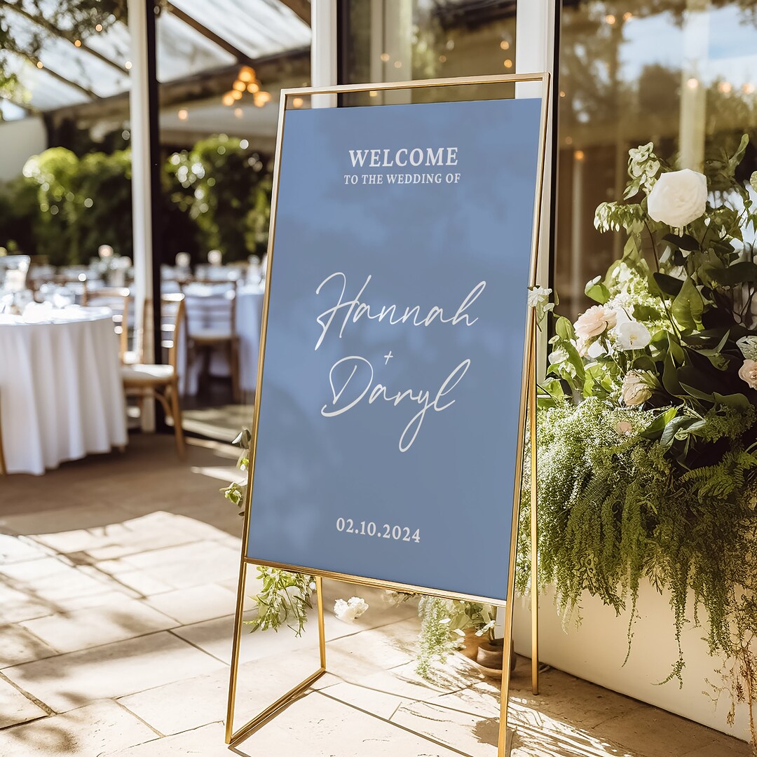 Dusty Blue Wedding Welcome Sign Template, Modern Minimalist Welcome ...