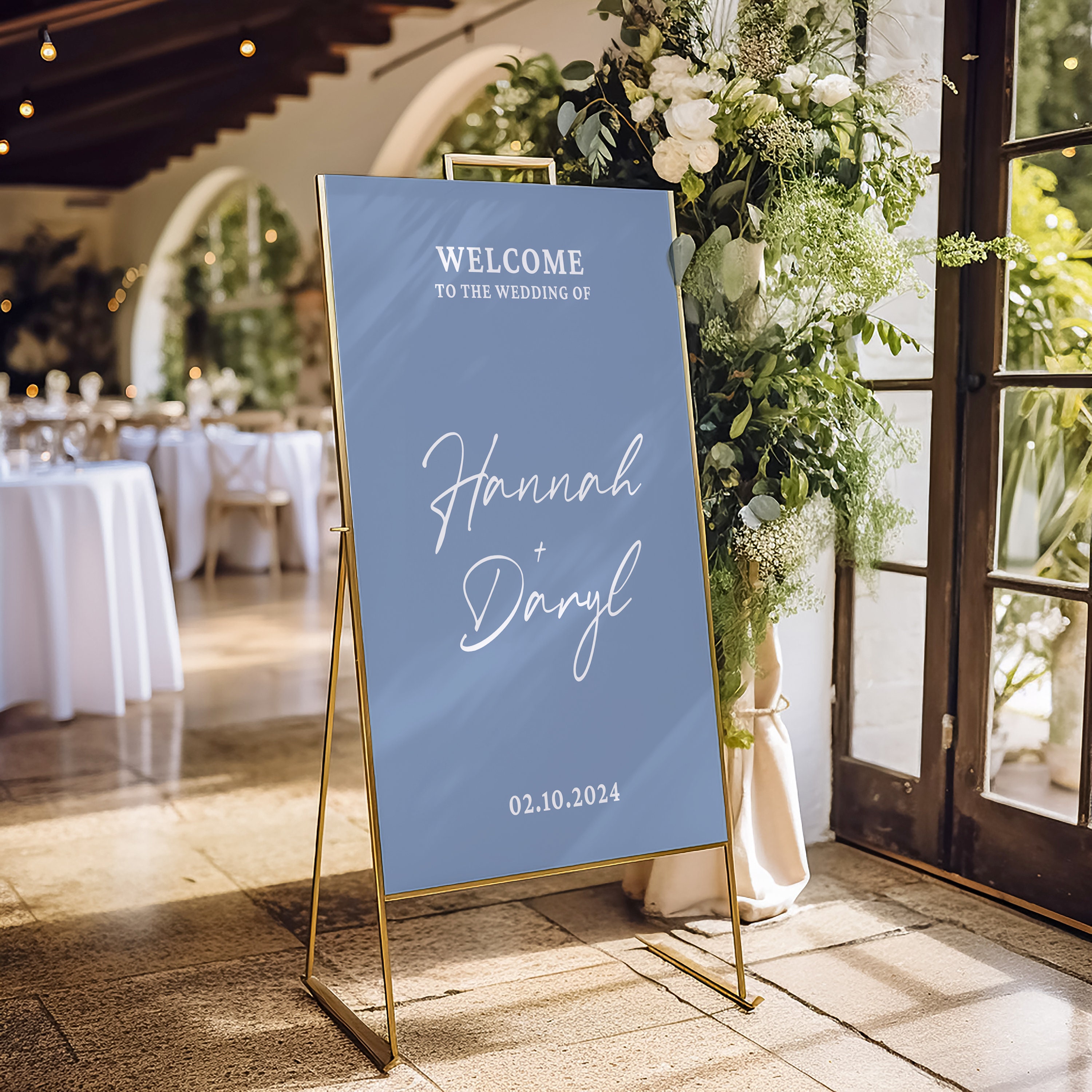 Dusty Blue Wedding Welcome Sign Template, Modern Minimalist Welcome ...