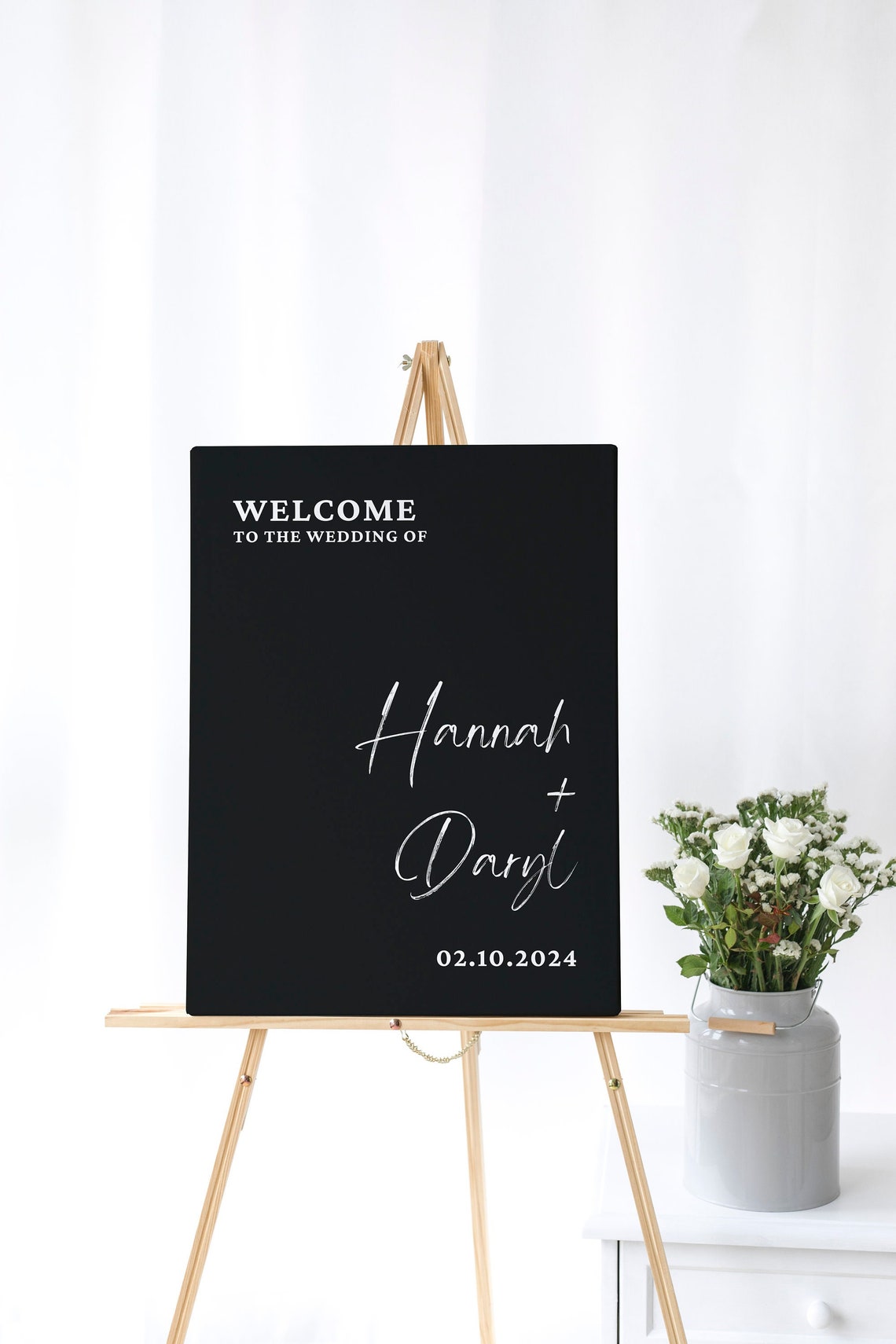 Black Wedding Welcome Sign Template, Modern Minimalist Welcome Sign ...