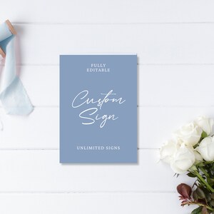 Dusty Blue Wedding Table Sign, Modern Minimalist Table Sign Template ...
