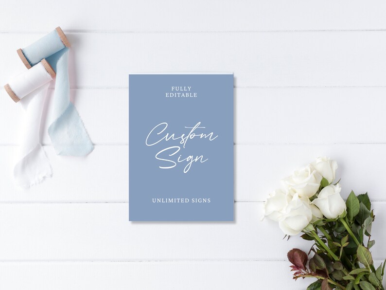 Dusty Blue Wedding Table Sign, Modern Minimalist Table Sign Template ...