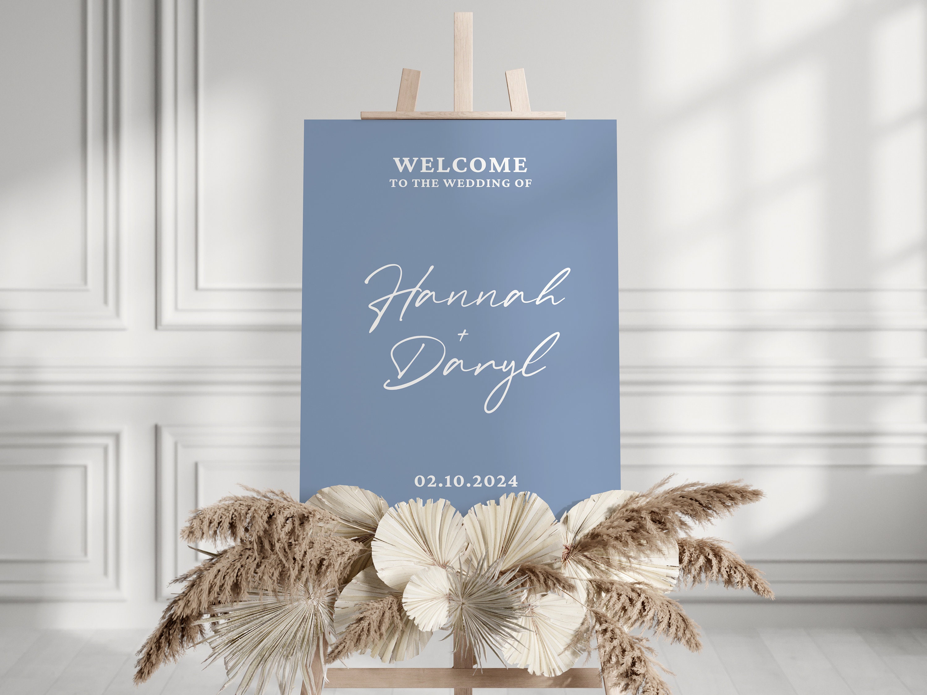 Dusty Blue Wedding Welcome Sign Template, Modern Minimalist Welcome ...