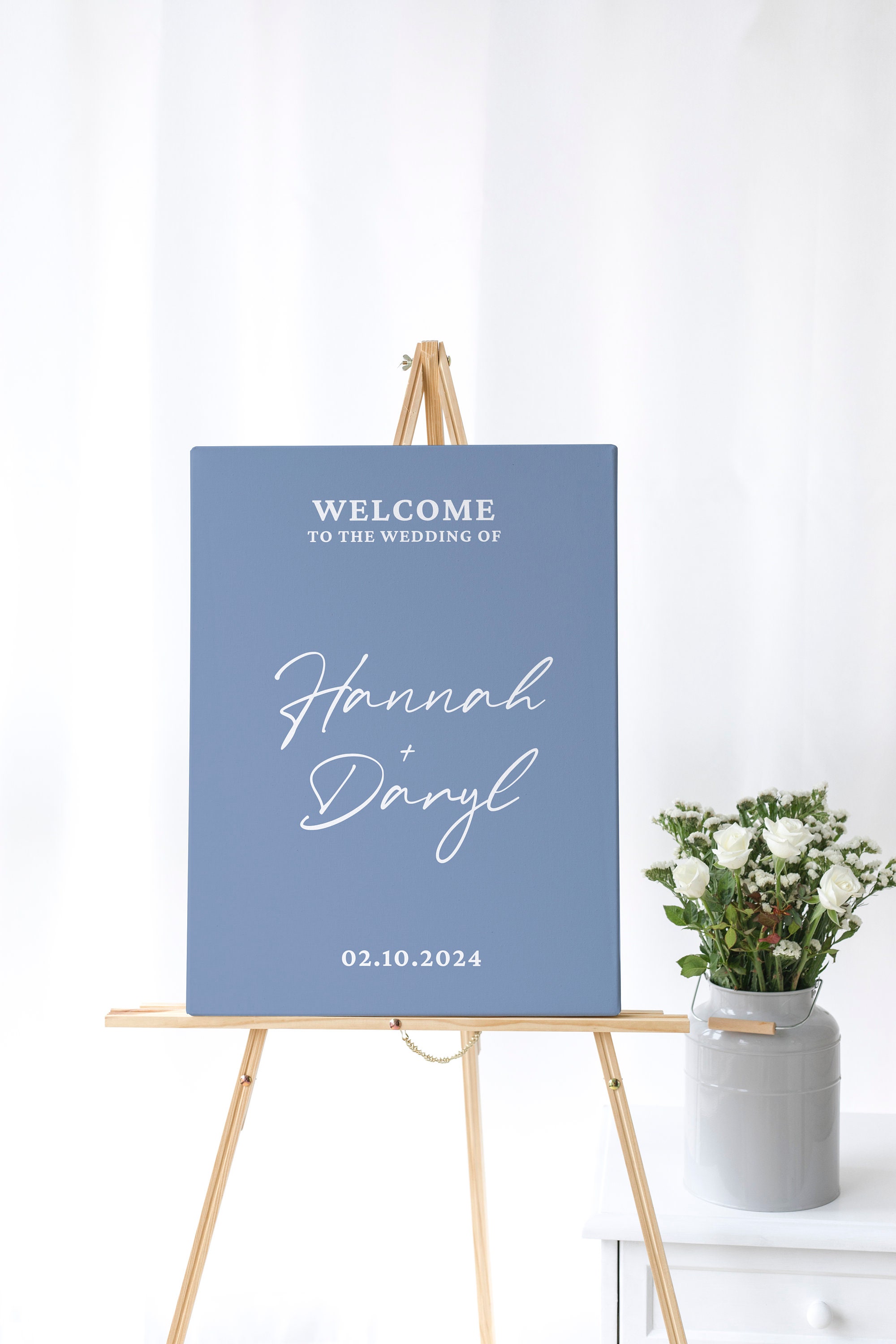 Dusty Blue Wedding Welcome Sign Template, Modern Minimalist Welcome ...