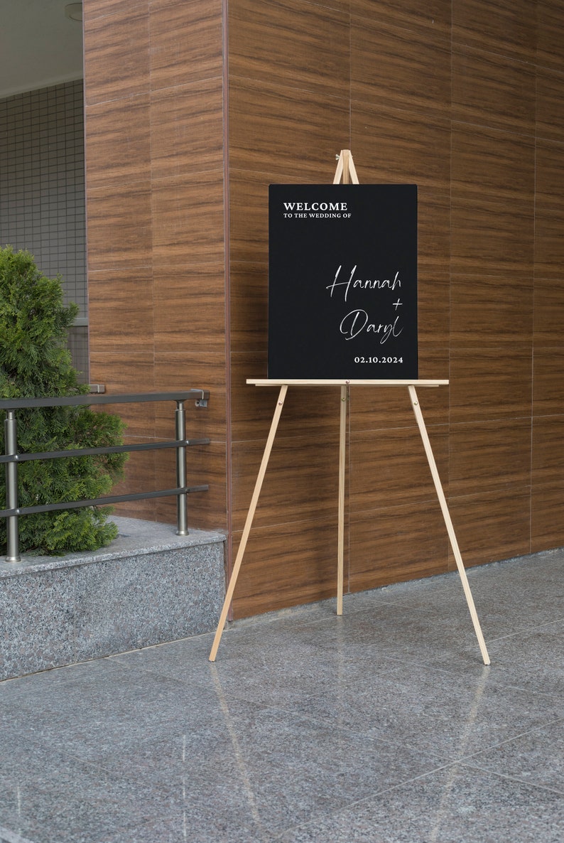 Black Wedding Welcome Sign Template, Modern Minimalist Welcome Sign ...
