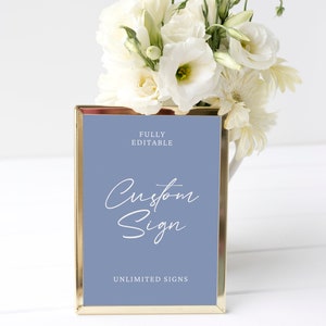 Dusty Blue Wedding Table Sign, Modern Minimalist Table Sign Template ...