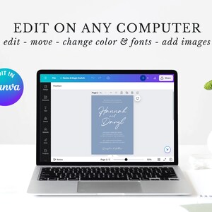 Dusty Blue Wedding Table Sign, Modern Minimalist Table Sign Template ...