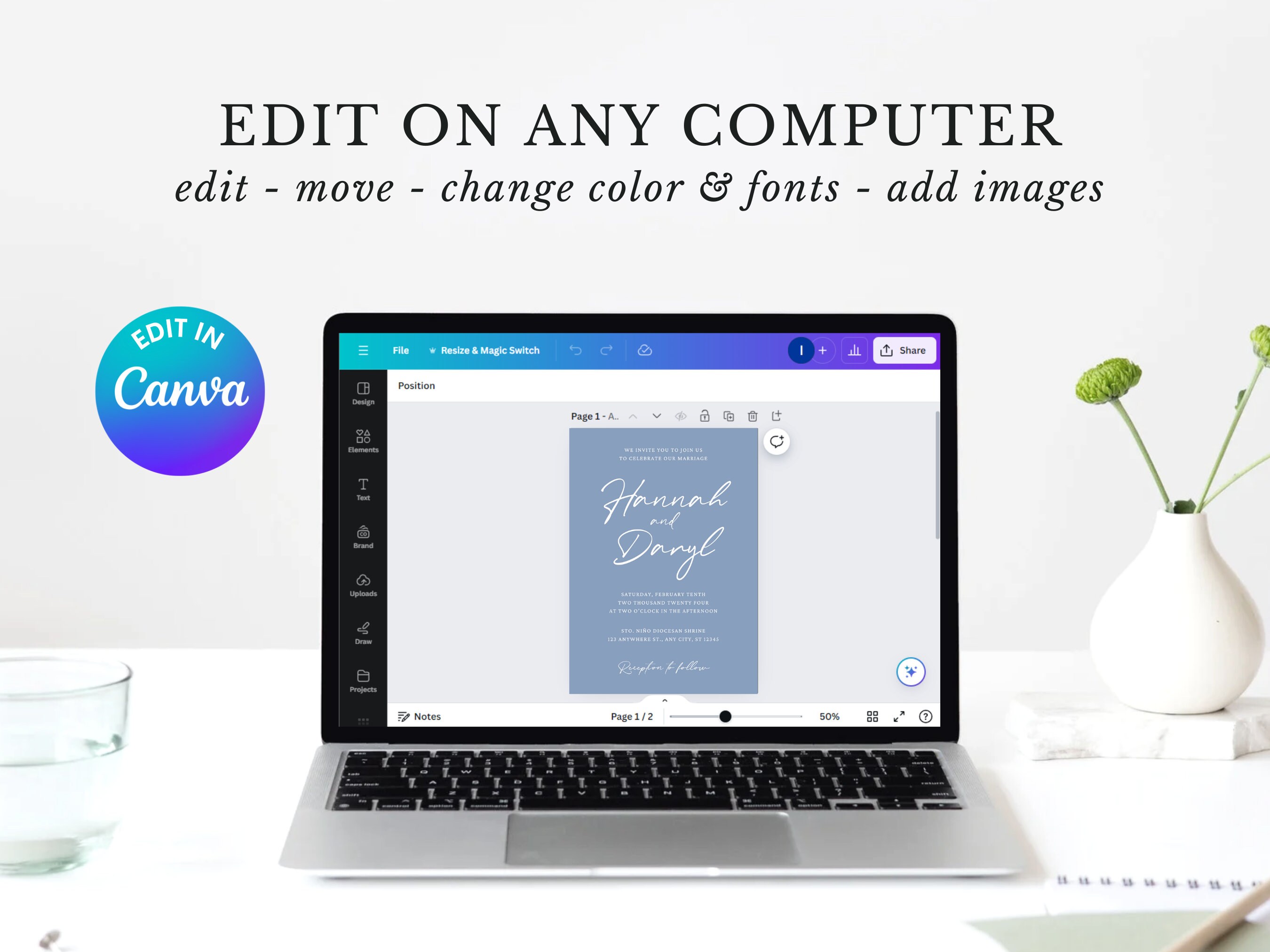 Dusty Blue Wedding Table Sign, Modern Minimalist Table Sign Template ...