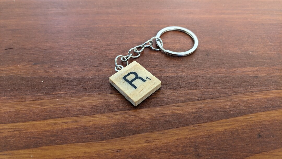 Personalized Wooden Scrabble Tile Keyring Thoughtful Initial Keychain ...