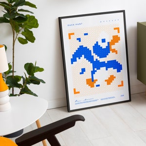 Neon Poster Screen Printed - 8-bit Duck Hunt - Handmade - Size 50 X 70 ...