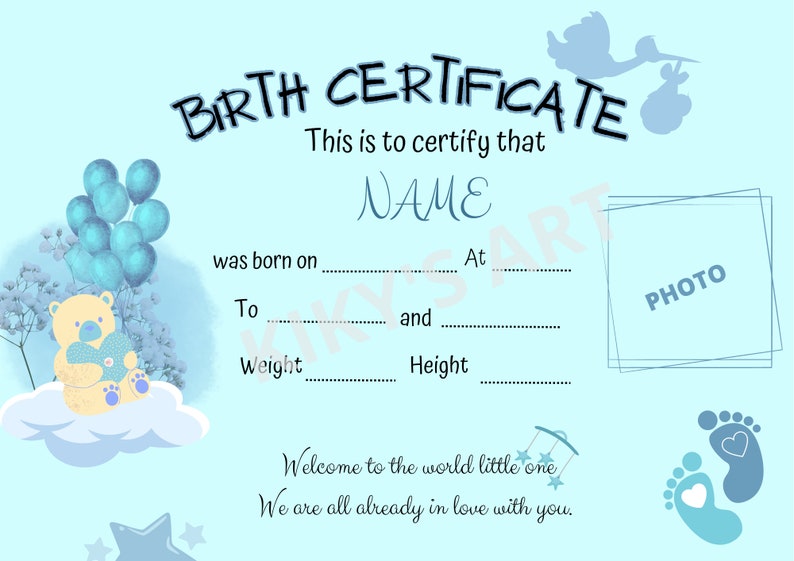 Printable Birth Certificate - Etsy