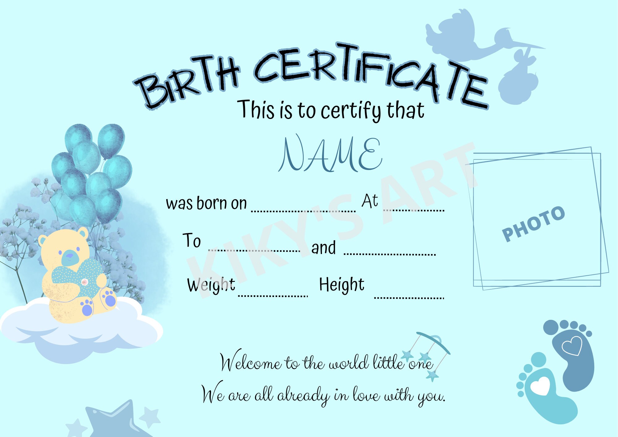 Printable Birth Certificate - Etsy
