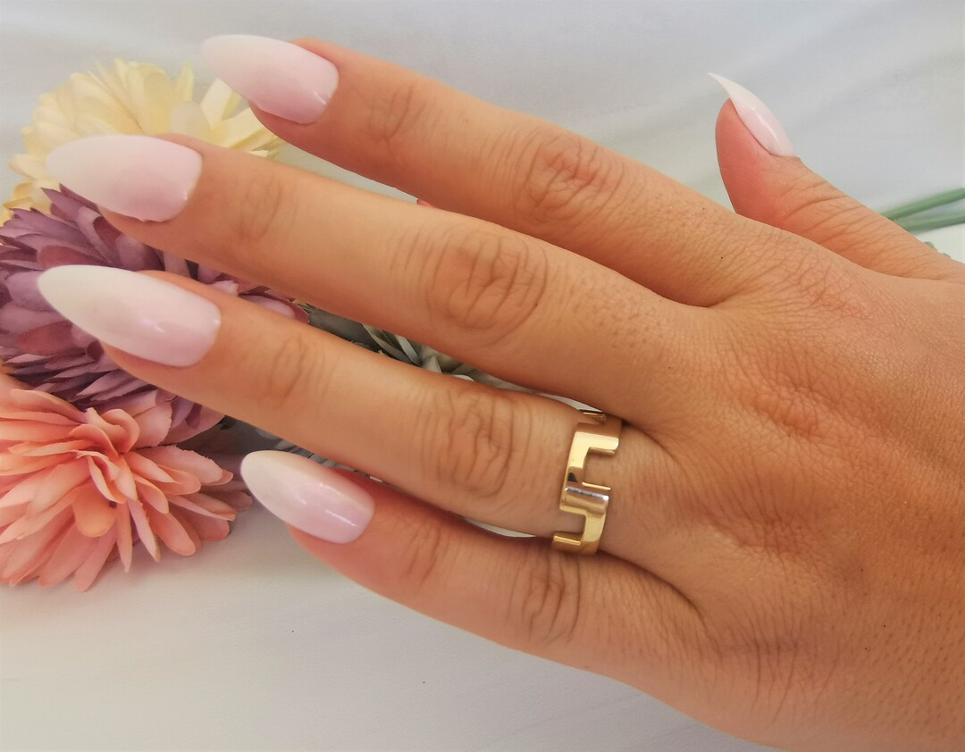 14K Solid Gold Statement Geometric Ring, Abstract Modern Ring, Gold ...