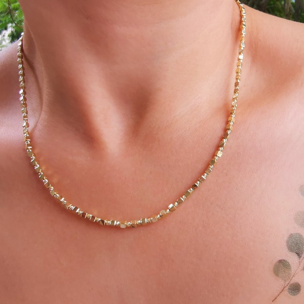 Square Bead Gold Chain - Etsy