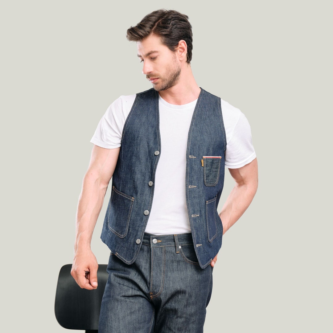 Intern's No:1 Selvedge Raw Denim Vest,jean Vest,indigo Selvedge Denim ...