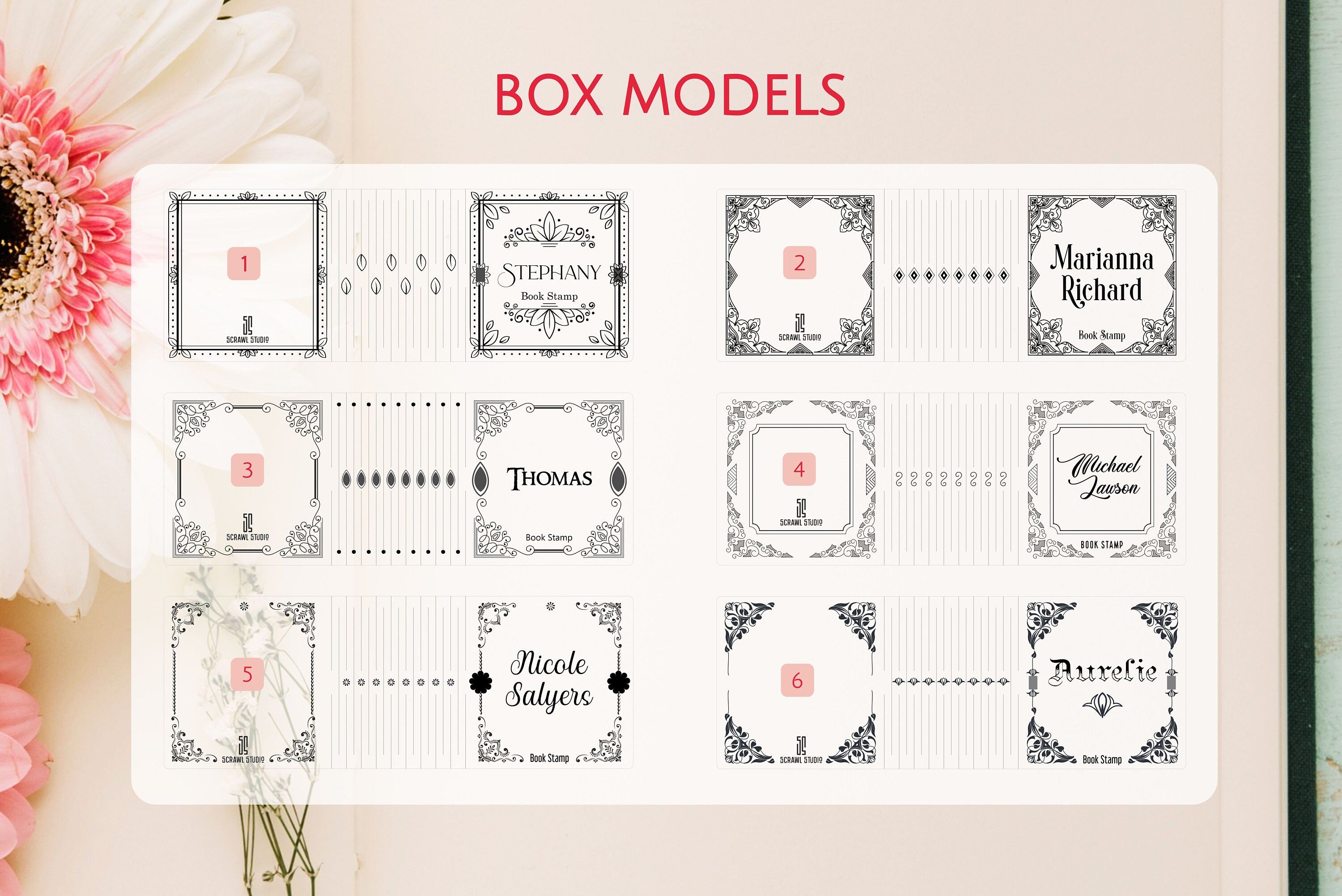 Open Book With Flowers From the Library of Stamp Ex Libris Stamp ...