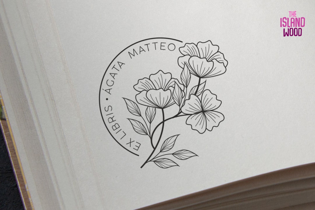 Personalized Flower Ex Libris Book Stamp | Reading Lovers Gift - Etsy