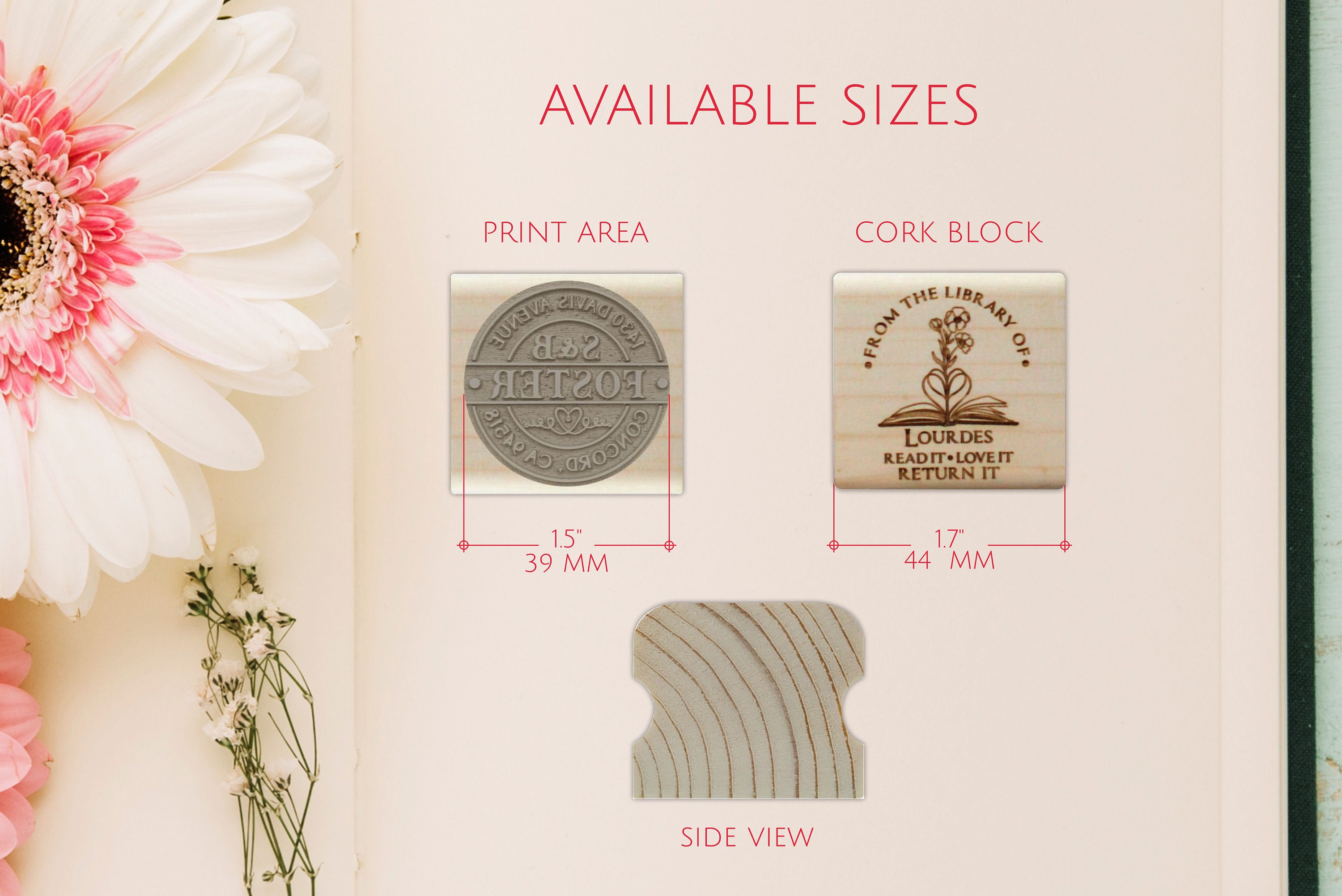 Open Book With Flowers From the Library of Stamp Ex Libris Stamp ...