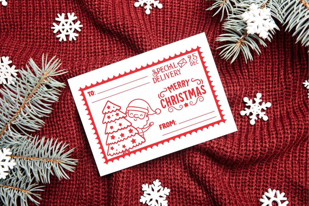 Christmas Gift Tag Stamp Special Delivery Postmark Stamp | Xmas Stamp ...