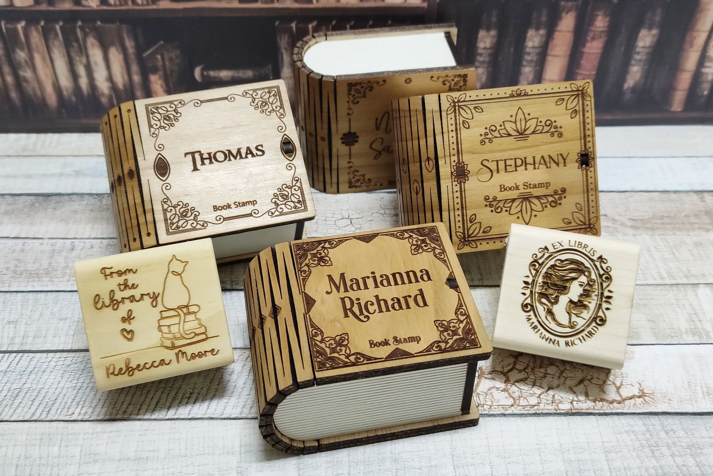 Open Book With Flowers From the Library of Stamp Ex Libris Stamp ...