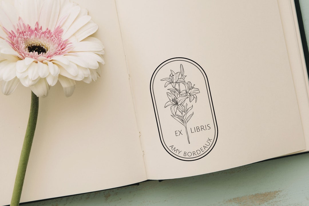 Personalized Flower Book Stamp - Etsy