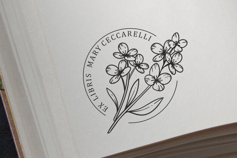 Personalized Flower Ex Libris Book Stamp | Reading Lovers Gift - Etsy