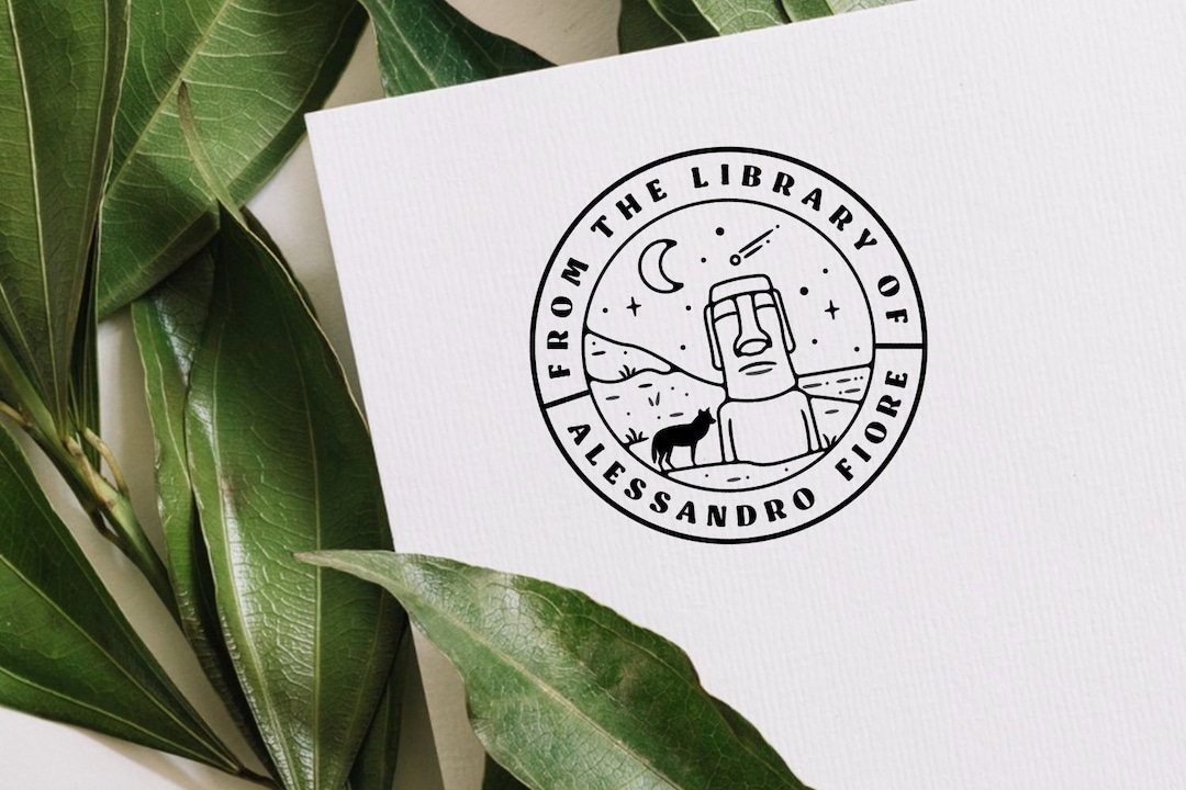 Ex Libris Rubber Stamp | Sunset Landscape Stamp | Personalized Library ...