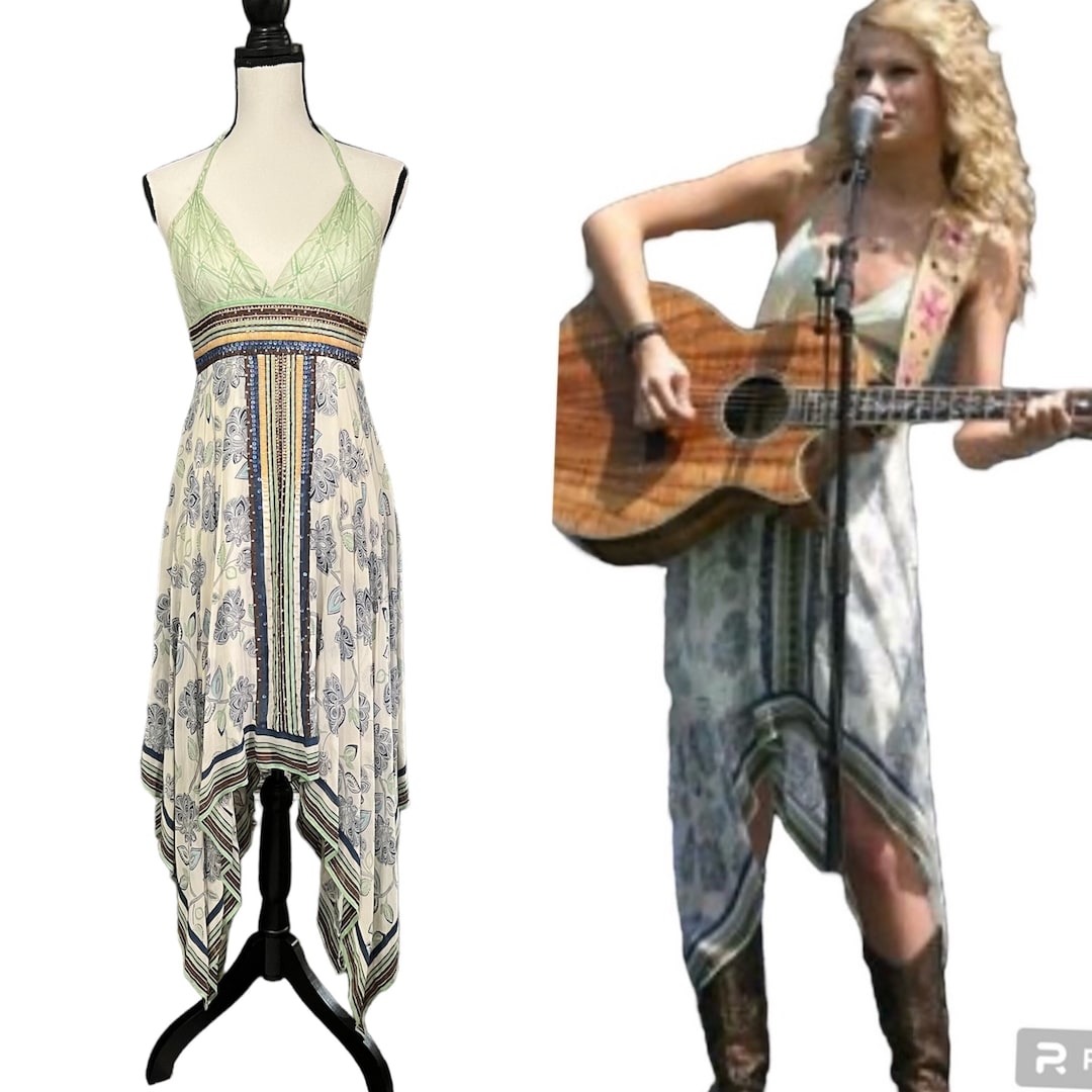 Vintage Y2K Halter Dress ASO Taylor Swift Size 6 Rare HTF Silk Beaded ...
