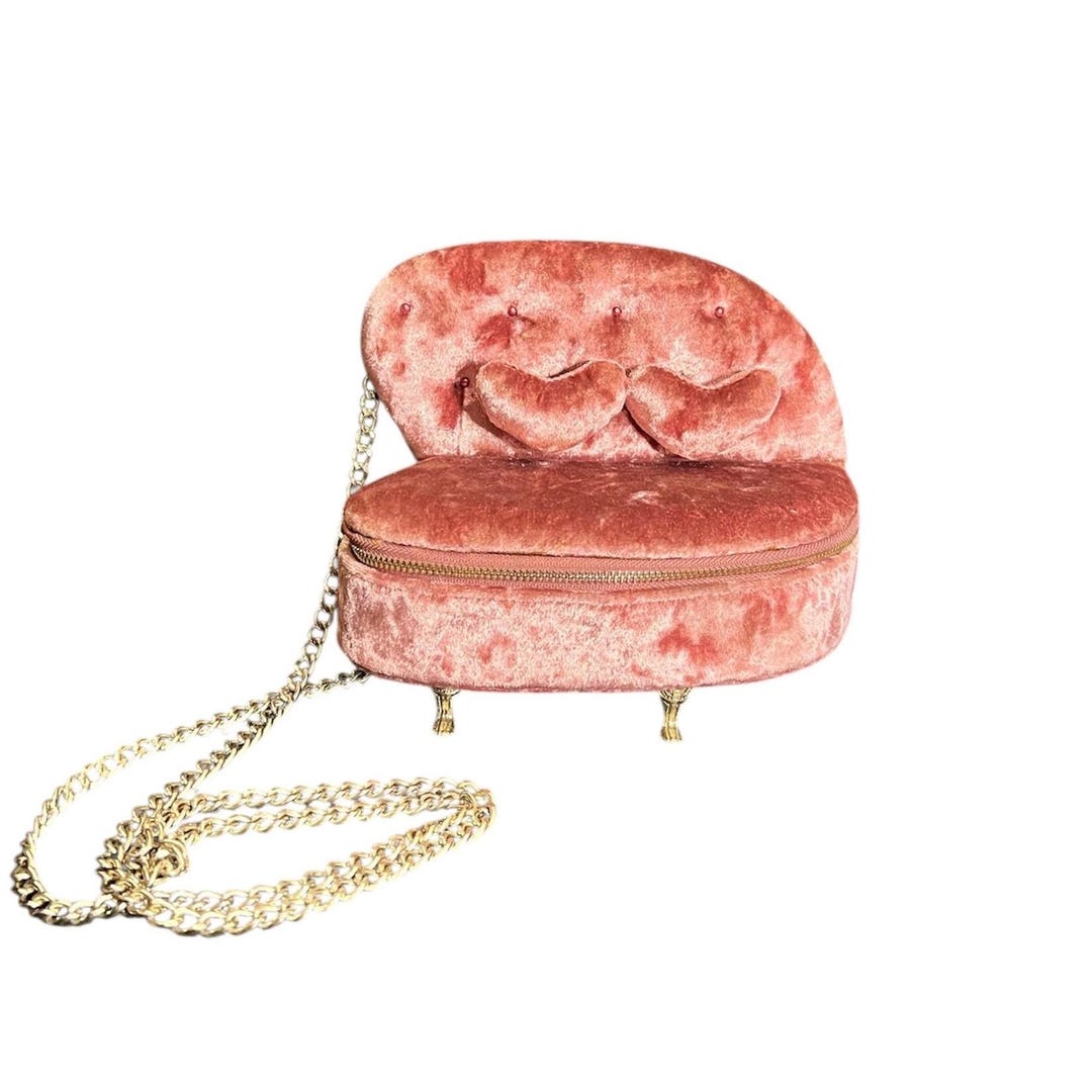 RARE HTF Betsey Johnson Kitsch Pink Velvet Sofa so Good Crossbody Bag ...