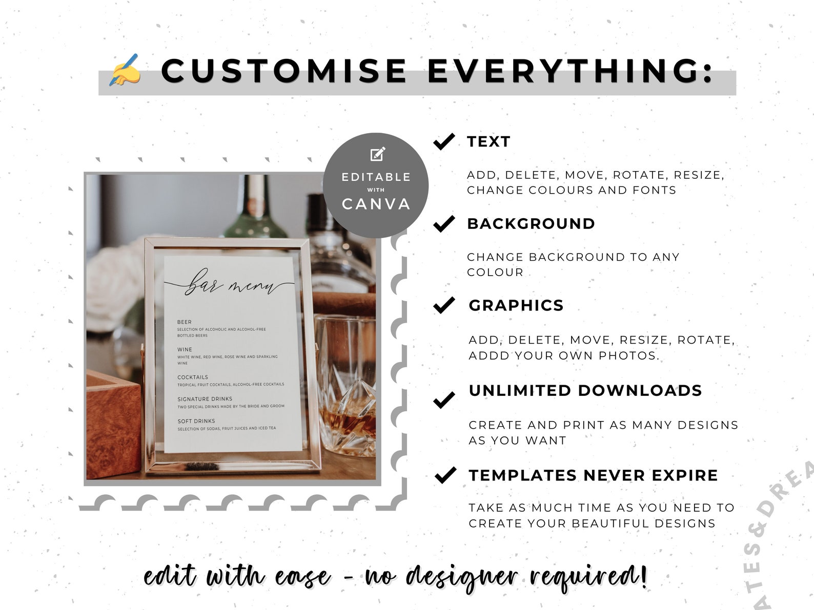 Signature Drink Sign With Bar Menu Canva, Bar Menu Sign DIY, Modern ...