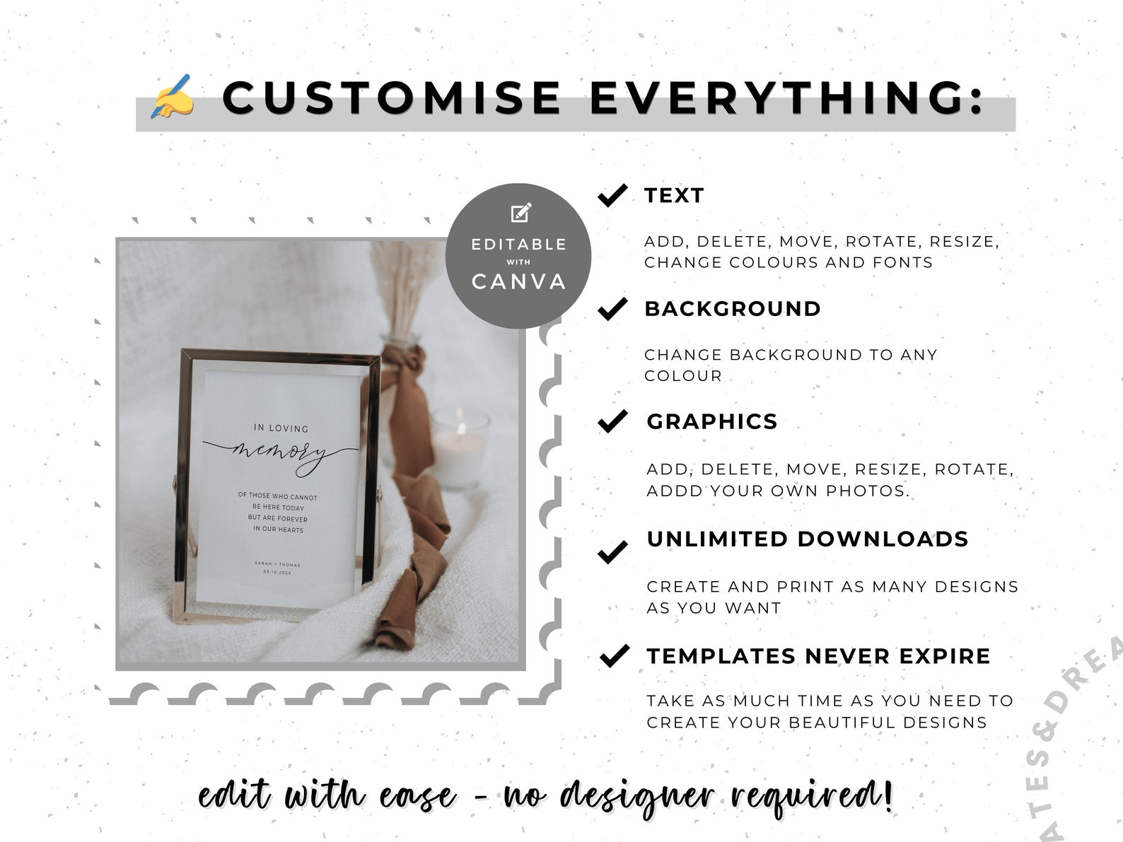 Simple in Loving Memory Sign Wedding Template, Modern and Minimalistic ...