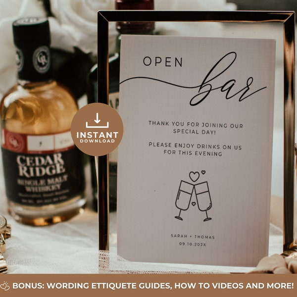 Wedding Bar Sign Downloadable - Etsy