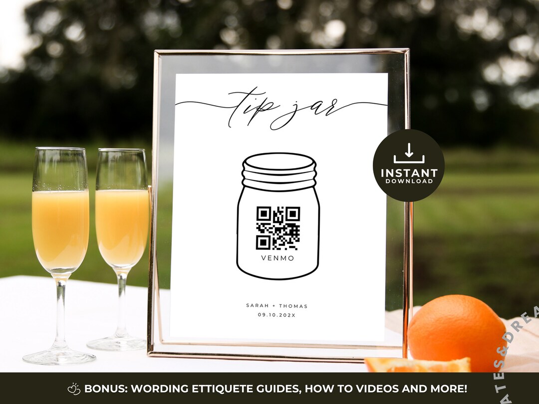 Virtual Tip Jar Sign, Venmo Tip Sign, Feeling Tipsy, Wedding Bar Tip ...